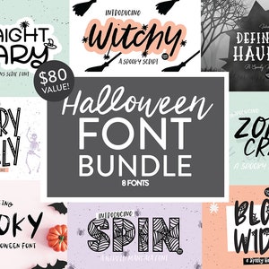 Halloween Font Bundle, .OTF Installable Fonts, Hand Lettered Fonts ...