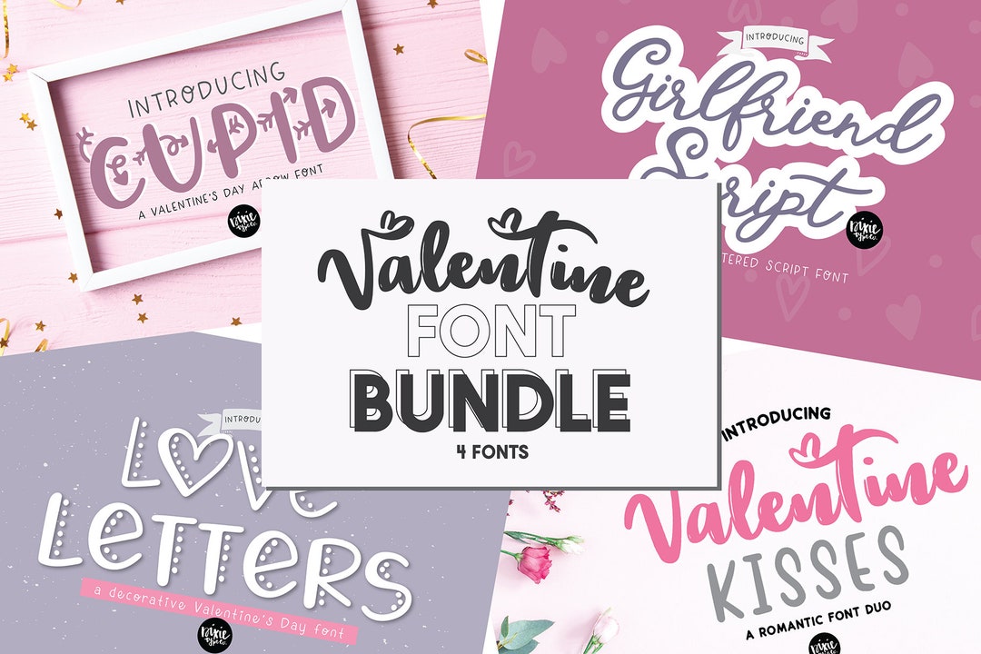 VALENTINE'S DAY Font Bundle, .OTF Font, Font Bundle, Valentine Fonts ...
