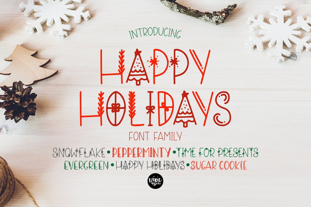 Christmas .OTF Font Family Bundle happy Holidays Christmas Font Bundle ...