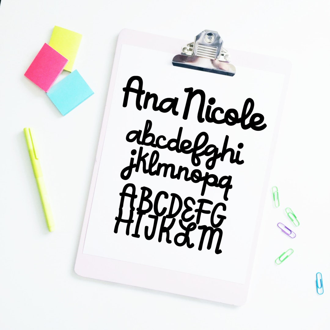 SVG Font INSTANT DOWNLOAD "ana Nicole" Bold Script Monoline Svg Font ...