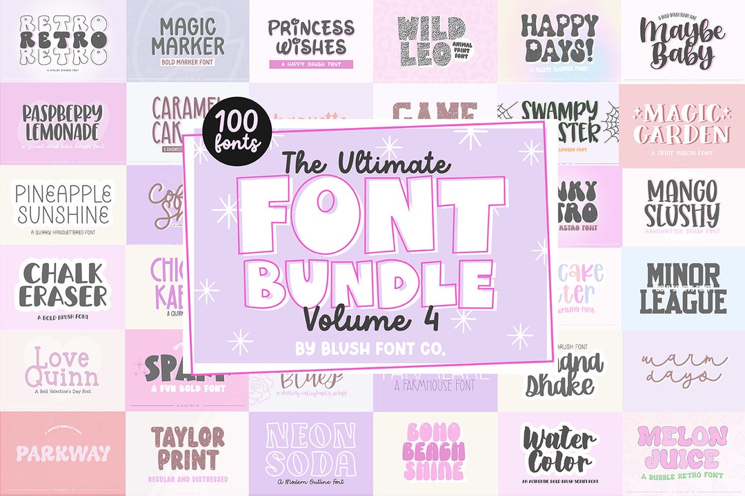 New! 100 FONTS - 2022 Edition ULTIMATE .otf Font BUNDLE, Huge Font ...