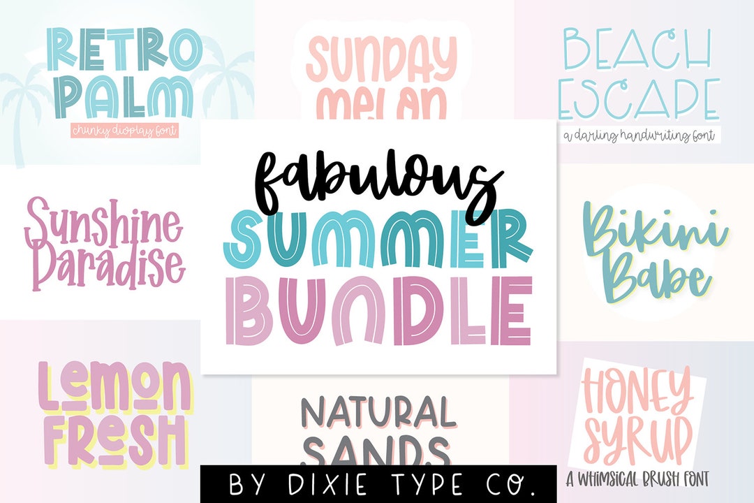 Fabulous Summer Font Bundle, Installable .otf Font, Retro Fonts, Brush ...