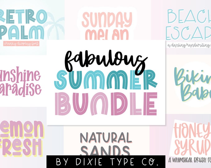 Fabulous Summer Font Bundle, Installable .otf Font, Retro Fonts, Brush ...