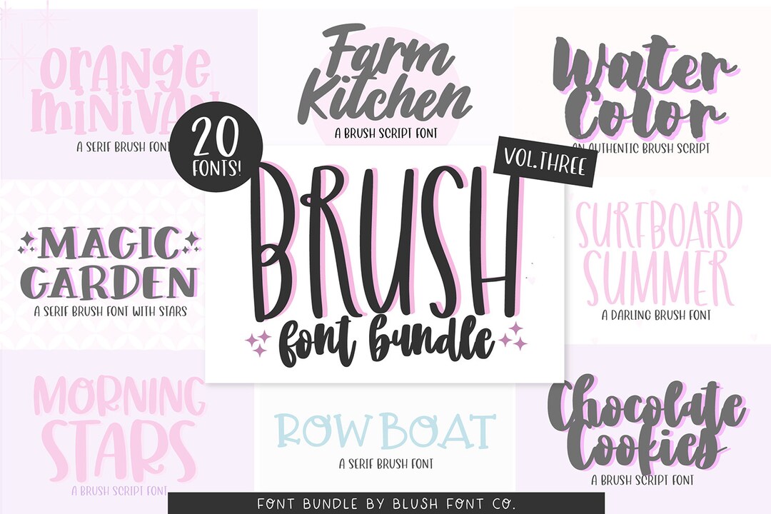 20 FONTS! BRUSH Font Bundle Vol. 3, Font Bundle for Cricut, Font Bundle ...