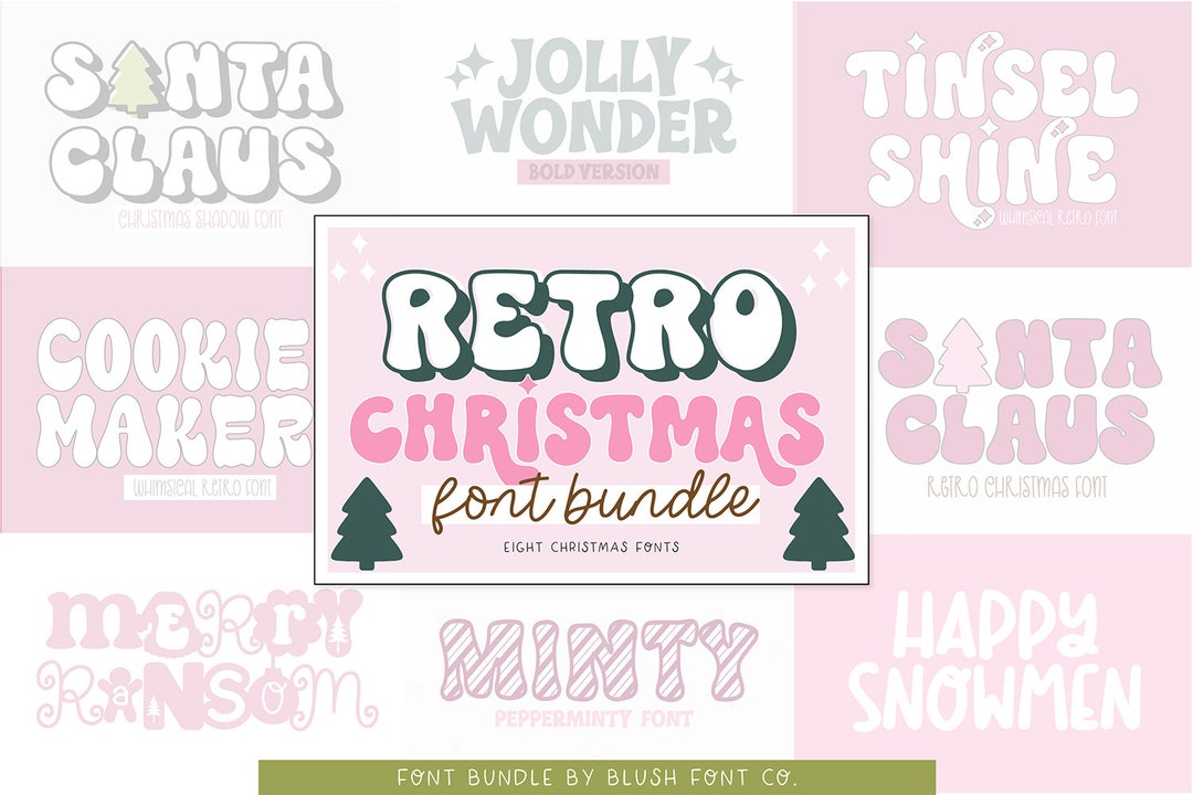 Retro Christmas Font Bundle, Christmas Fonts, Font Bundle, Cricut, Fun ...