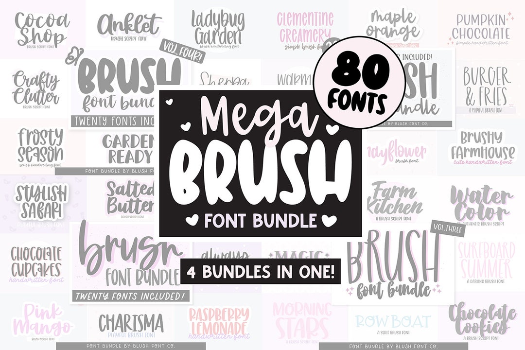 MEGA Brush Handwriting Font Bundle Vol. 1, Font Bundle for Cricut ...