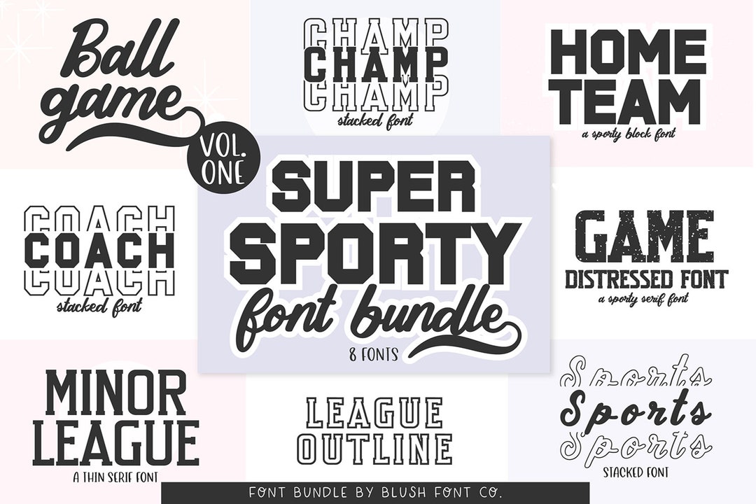 Sports Font Bundle, Font Bundle for Cricut, Sporty Fonts, Jersey Number ...