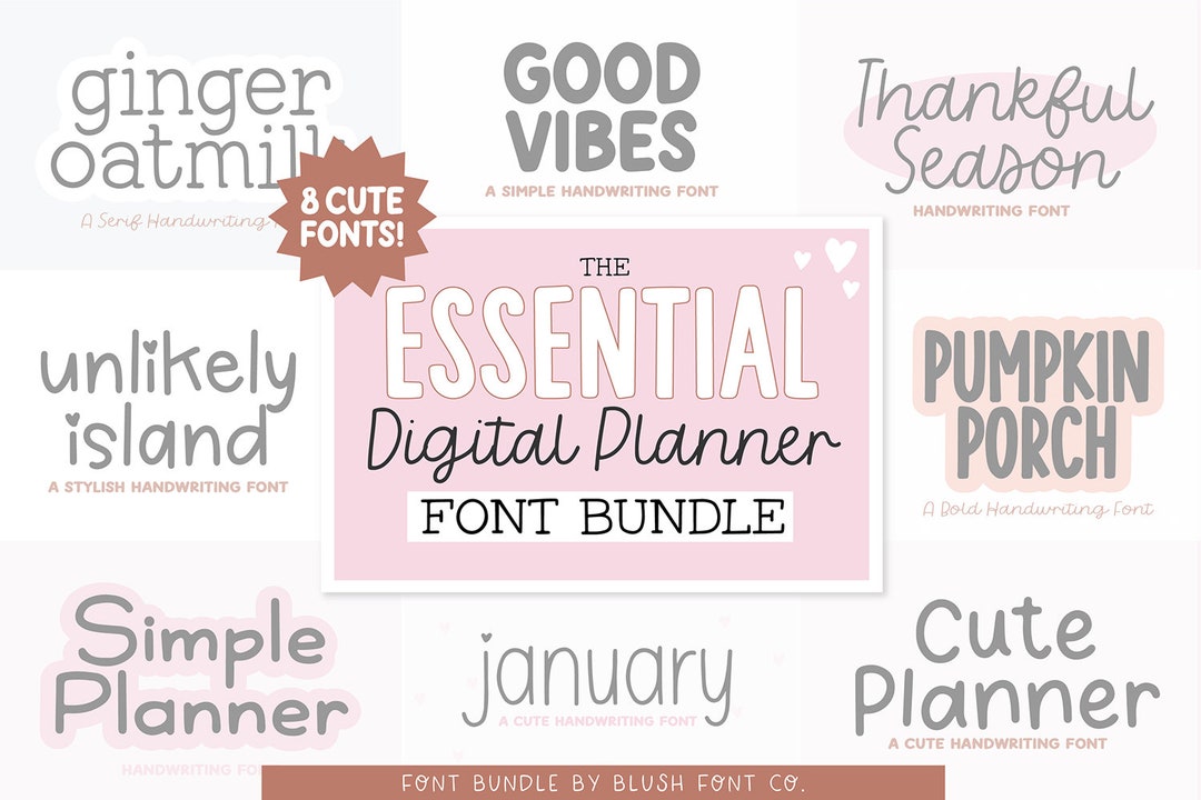 The ESSENTIAL Digital Planner Handwriting Font Bundle Vol. 1, Font ...