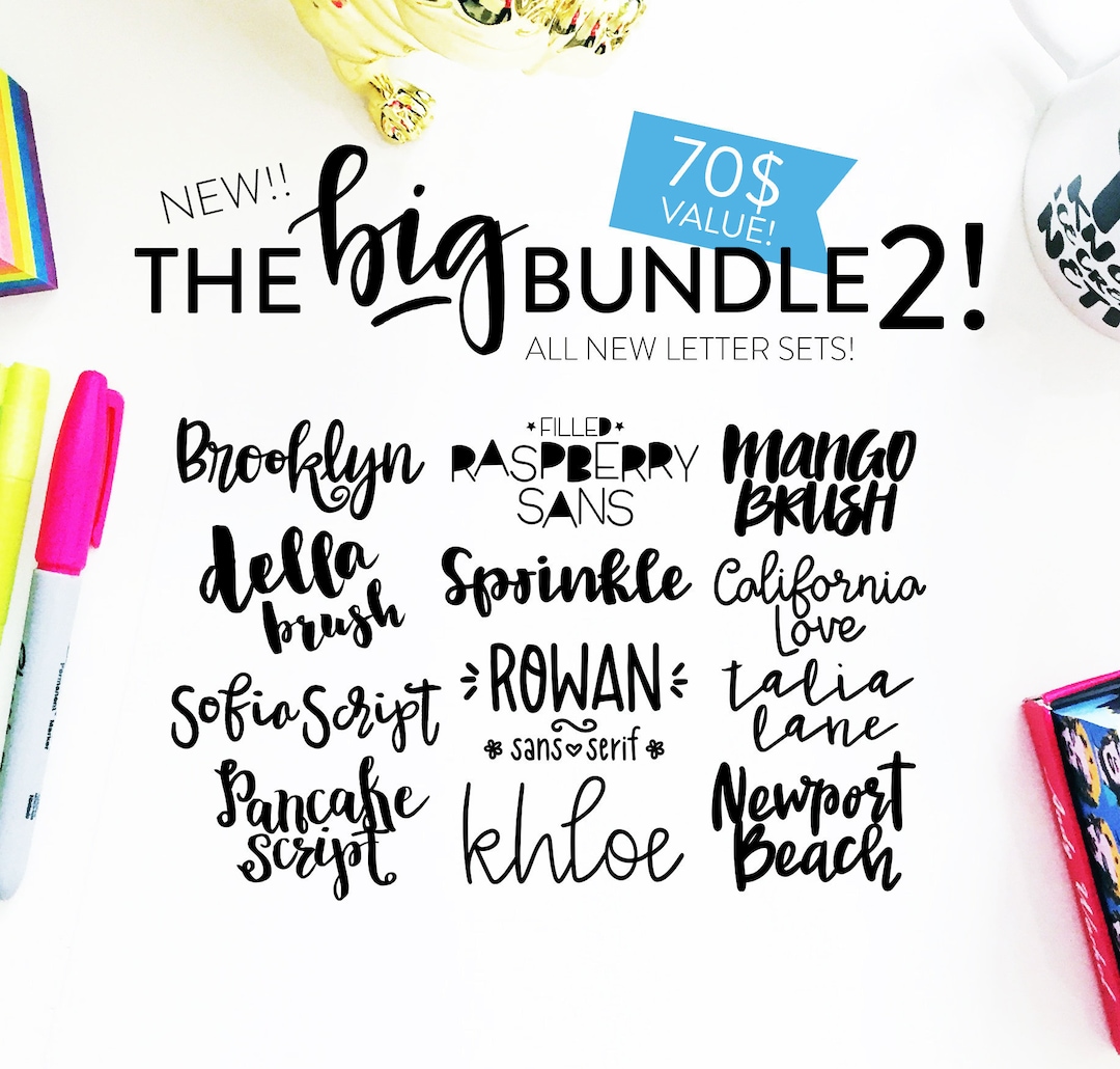 12 Svg Fonts Bundle Instant Download "the Big Bundle 2" Svg Font ...