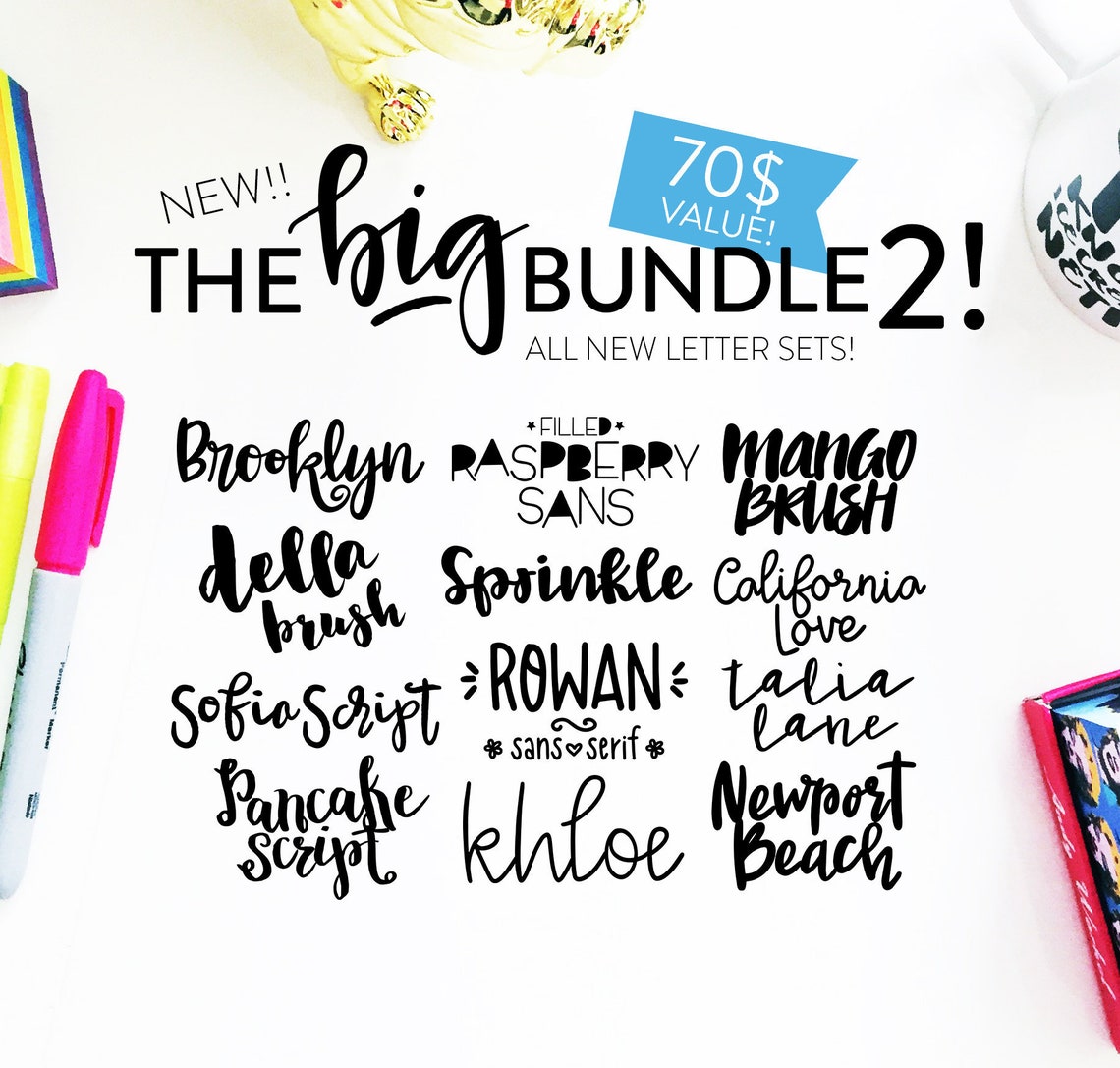 12 Svg Fonts Bundle Instant Download the Big Bundle - Etsy