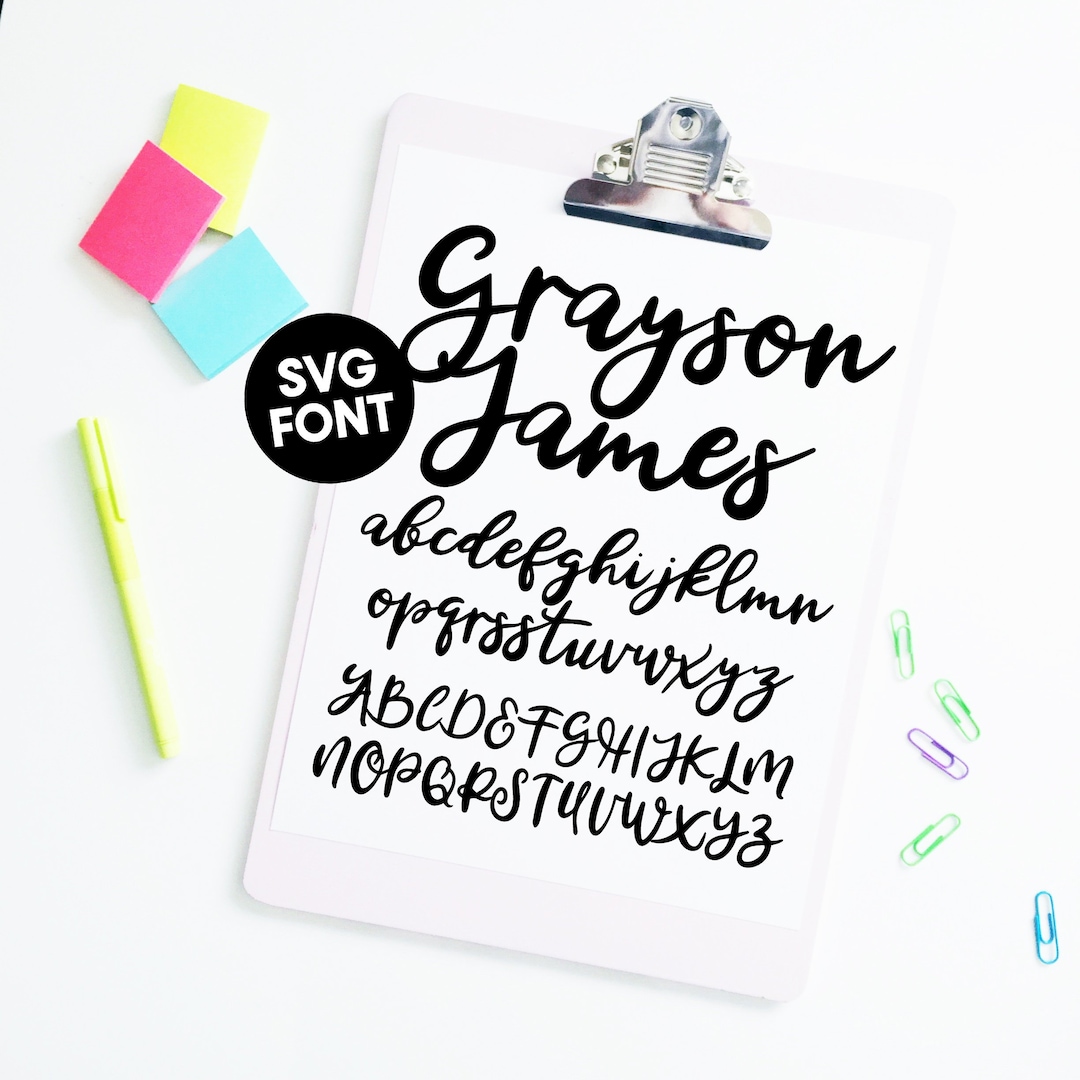 SVG Font INSTANT DOWNLOAD grayson James Script Svg Font, Cuttable Font ...