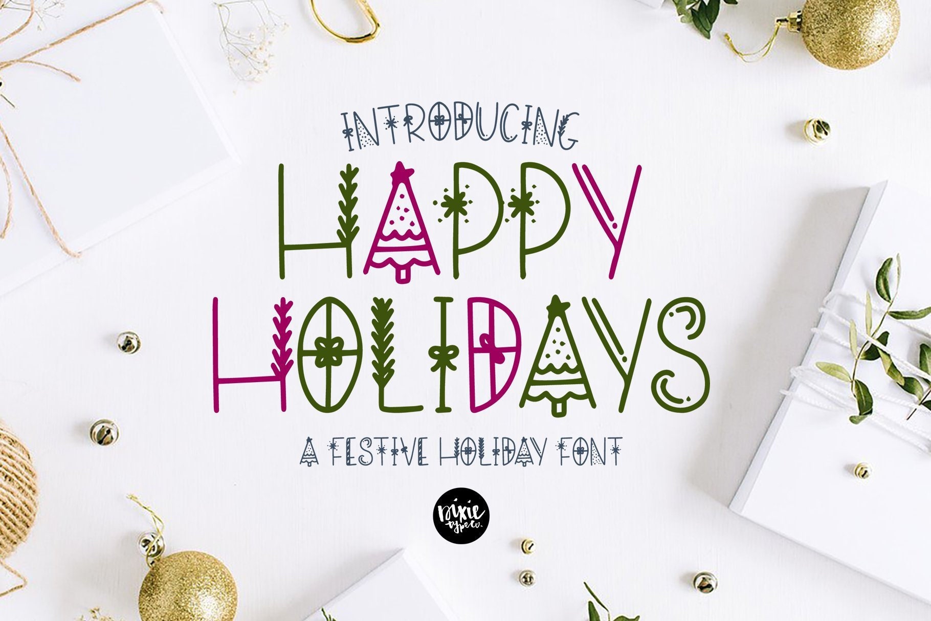 Instant .OTF Font "happy Holidays" Christmas Font, Decorative Holiday ...