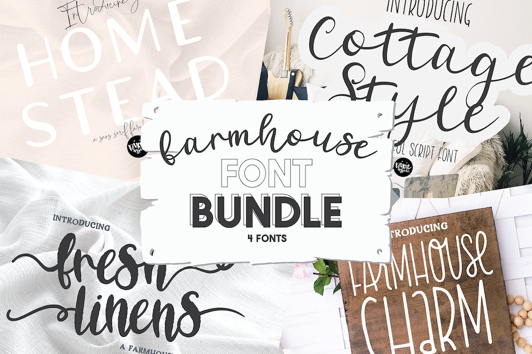 Farmhouse Font Bundle, .OTF Font, Font Bundle, Farmhouse Fonts, Hand ...