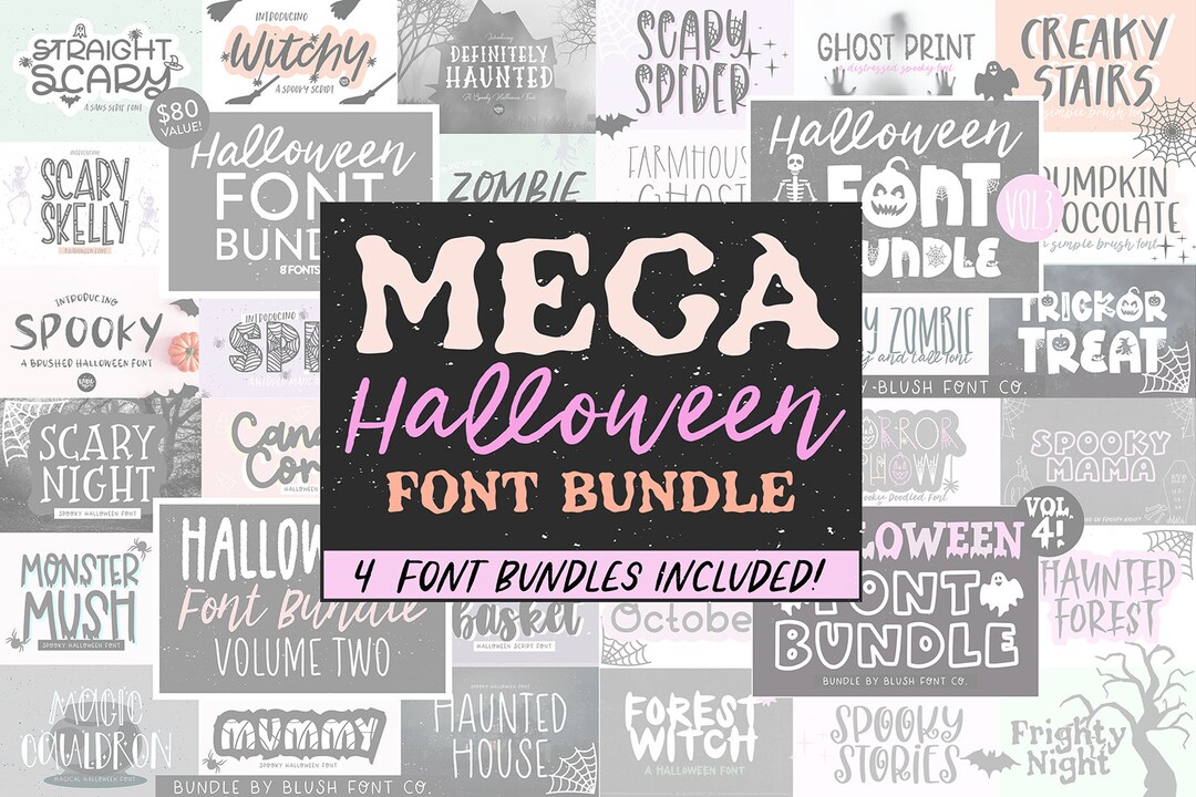 MEGA Halloween Font Bundle, Font Bundle for Cricut, Spooky Fonts, Scary ...