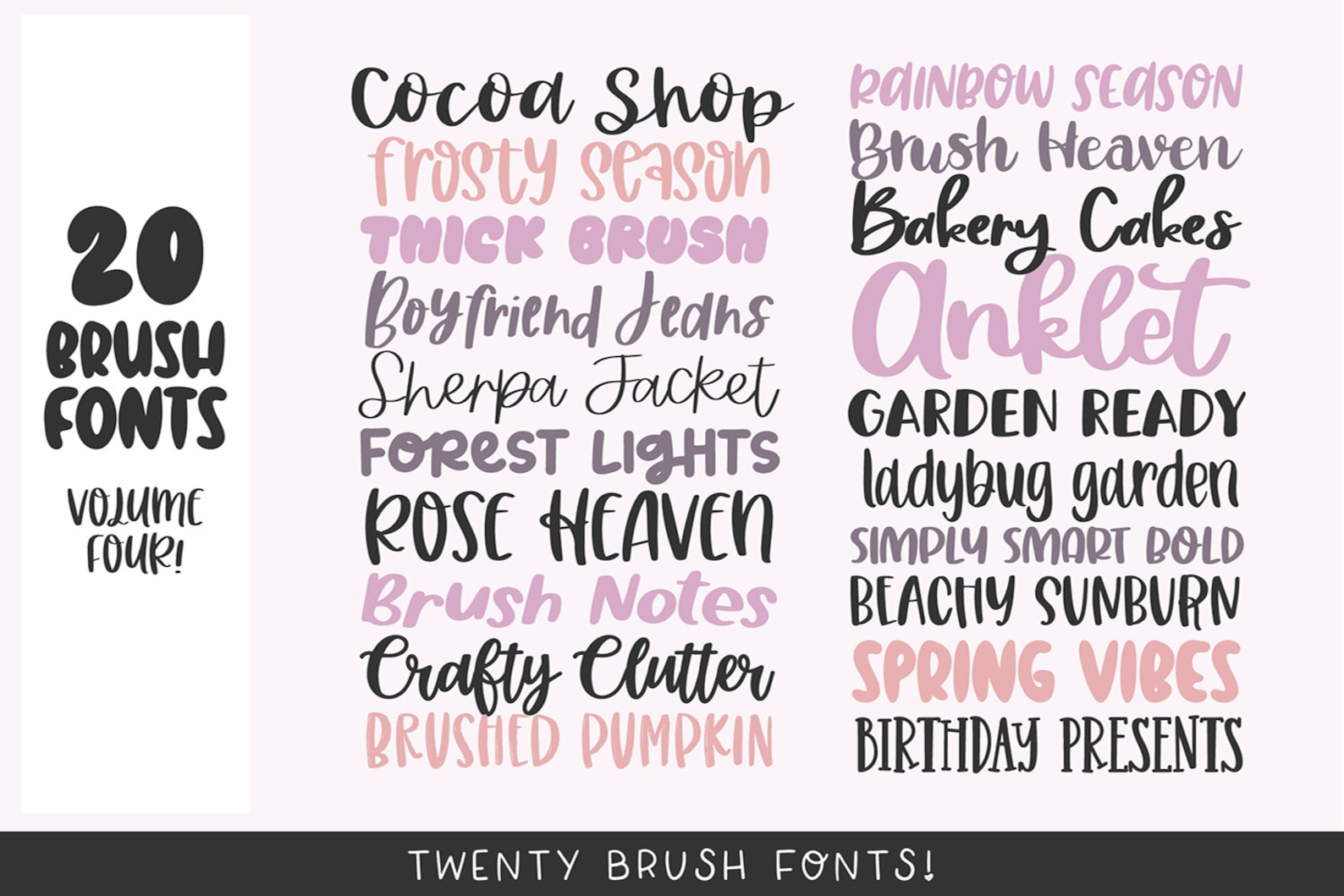 20 FONTS! BRUSH Font Bundle Vol. 4, Font Bundle for Cricut, Goodnotes ...