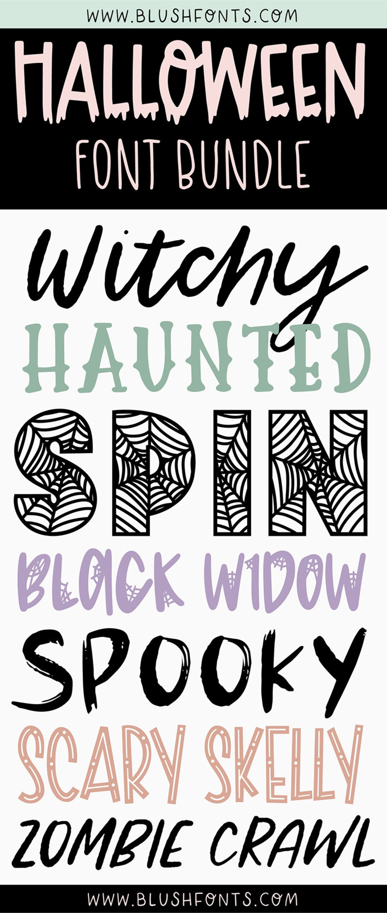 Halloween Font Bundle .OTF Installable Fonts Hand Lettered - Etsy