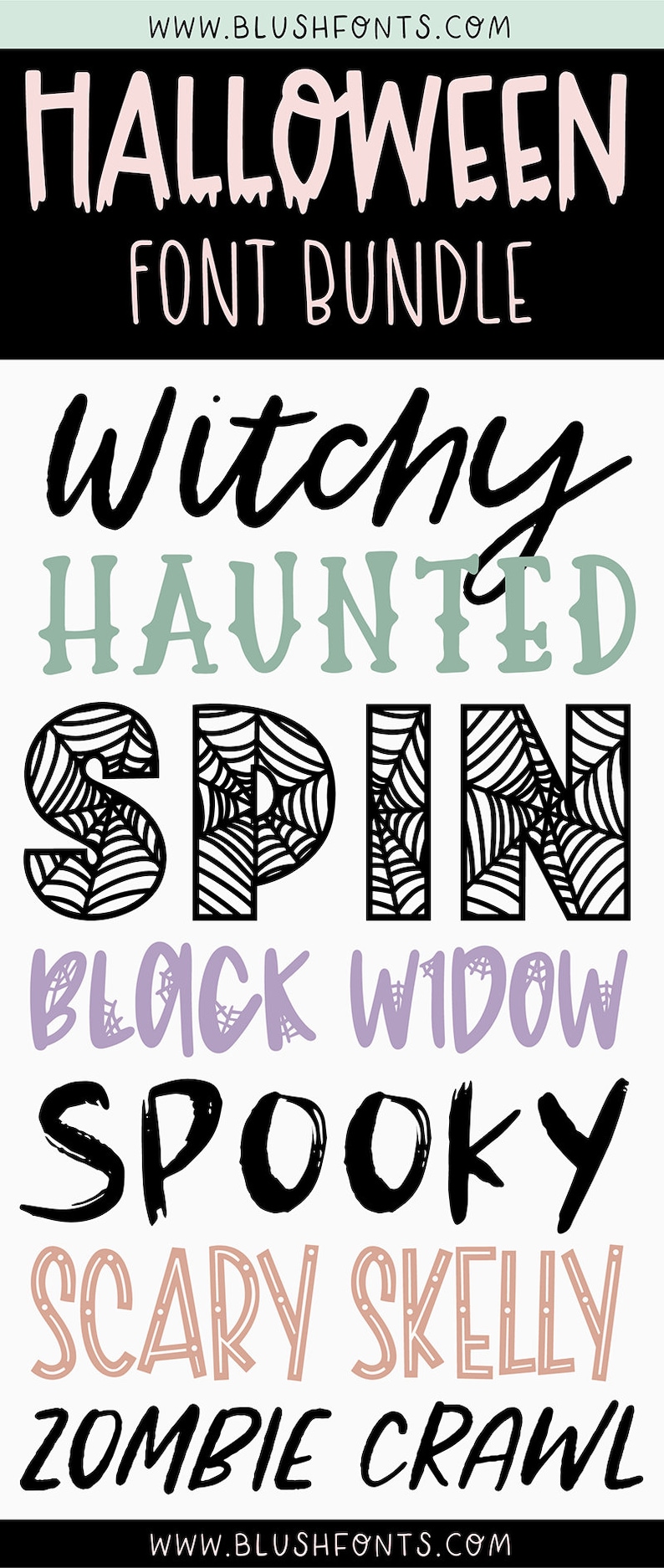 Halloween Font Bundle, .OTF Installable Fonts, Hand Lettered Fonts ...
