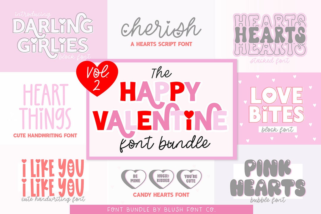 Happy Valentine Font Bundle, Vol. 2, Font Bundle, Valentine Fonts ...
