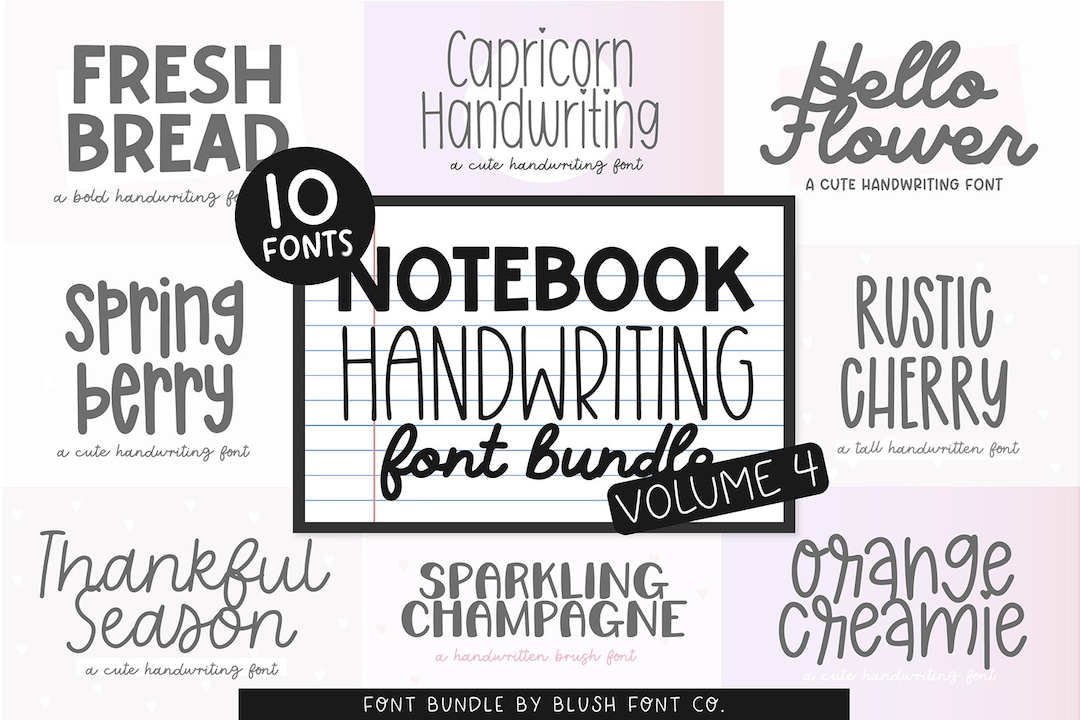 Notebook Handwriting Font Bundle Vol. 4, Font Bundle for Cricut ...