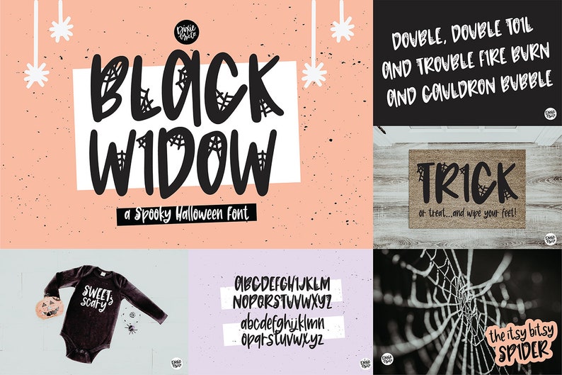 SVG Font INSTANT DOWNLOAD "black Widow" Halloween Svg Font, Spiderweb ...