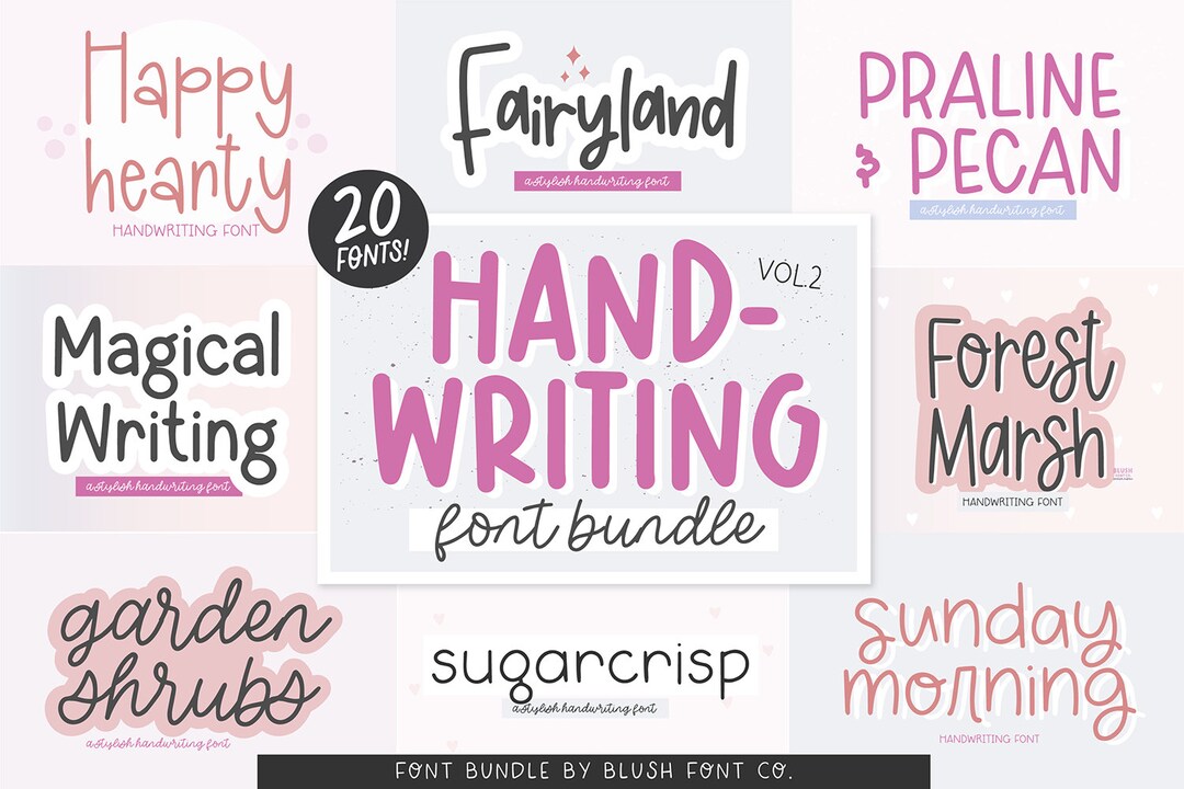 20 FONTS! Handwriting Font Bundle Vol. 2, Font Bundle for Cricut ...