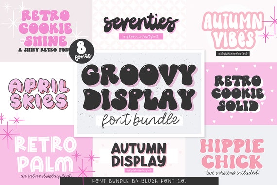 Groovy Display Font Bundle Retro Font Bundle Font Bundle - Etsy