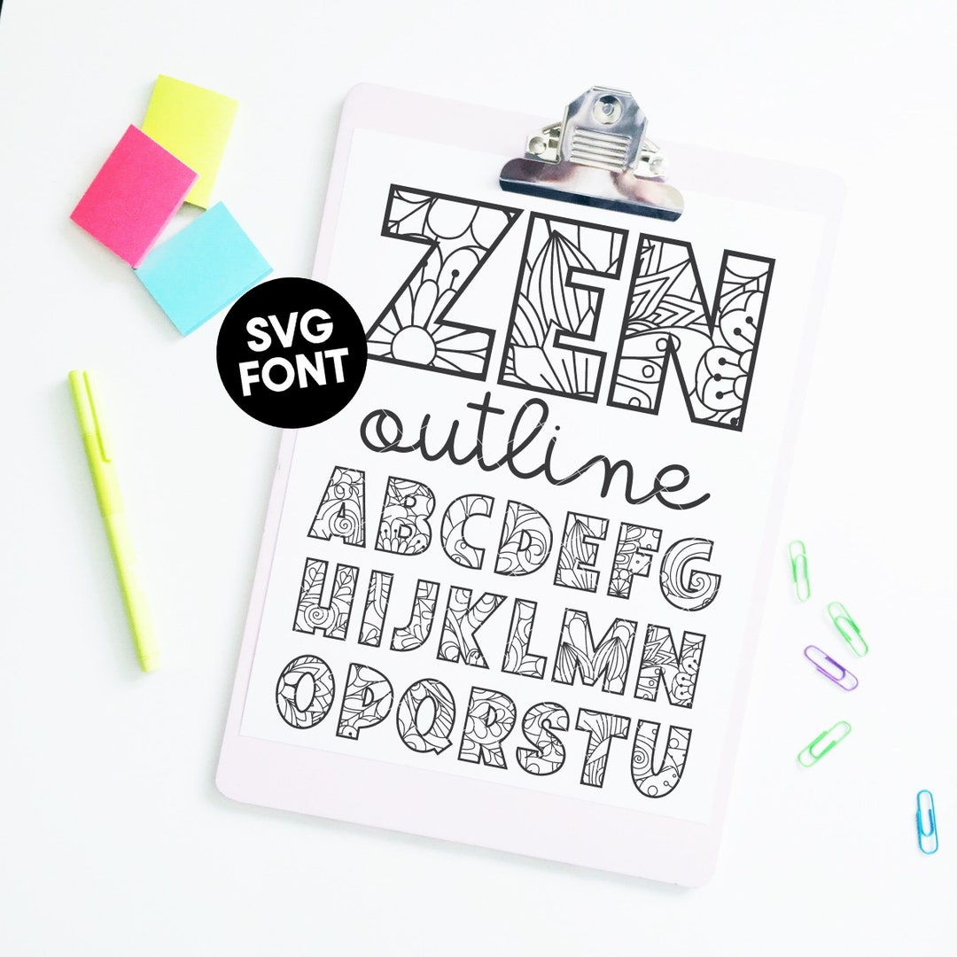 SVG Font INSTANT DOWNLOAD "zen Outline" Svg Font, Mandala Font ...