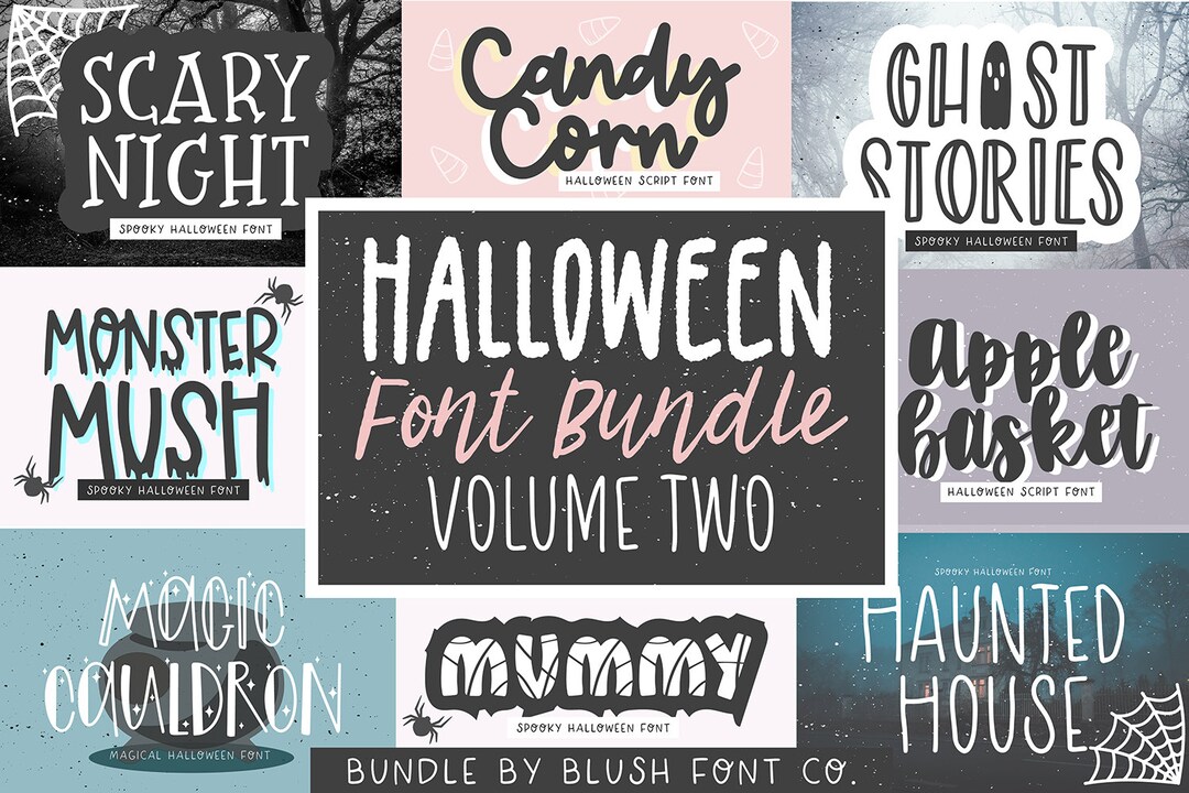 Halloween Font Bundle Vol 2, .OTF Installable Fonts, Hand Lettered ...