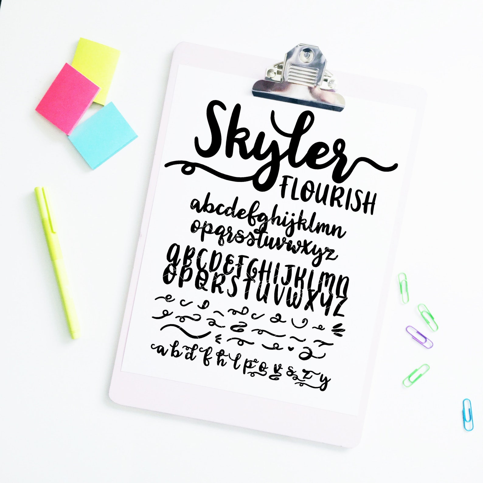 SVG Font INSTANT DOWNLOAD skyler Flourish Script | Etsy