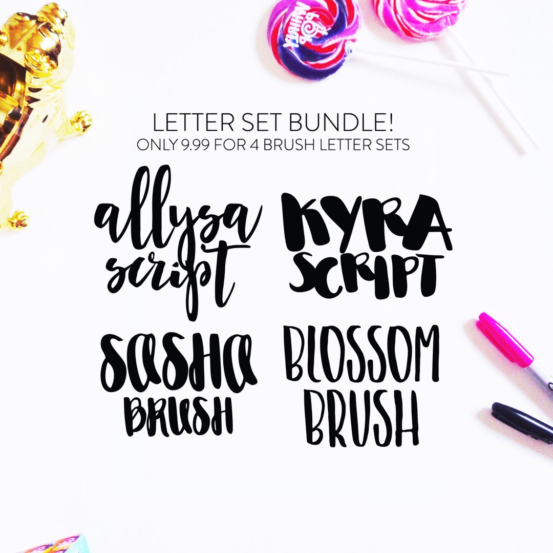 NEW Letter Set BUNDLE-INSTANT Download Four Brush Fonts in Svg Format ...