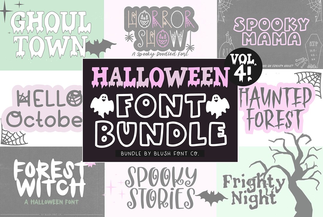 Halloween Font Bundle Vol 4, .OTF Installable Fonts, Halloween Fonts ...