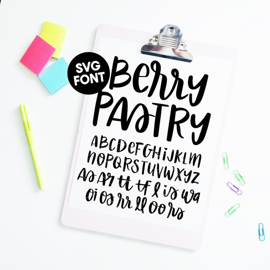 SVG Font INSTANT DOWNLOAD "berry Pastry" Brush Script Svg Font ...