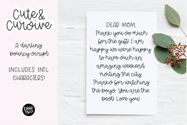 INSTANT .OTF DOWNLOAD "cute & Cursive" a Delicate Cursive Font, Hand ...