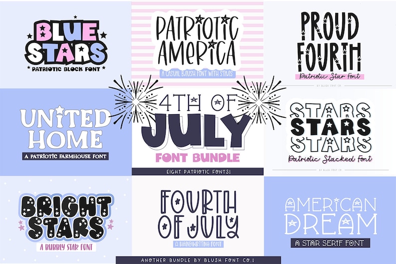 4th of July Font Bundle, Patriotic Fonts, Brush Font, Summer Font ...