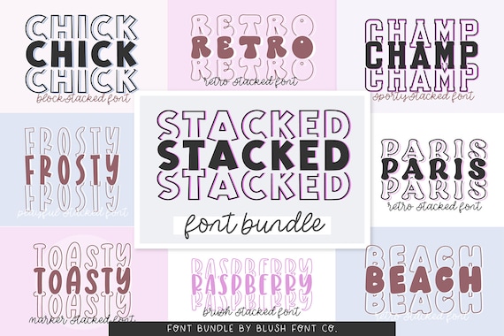 Stacked Font Bundle Font Bundle for Cricut Mirror Fonts - Etsy