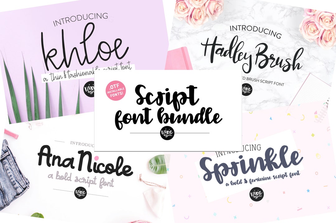 OTF SCRIPT Font Bundle of 4, Installable .otf Font, Font Bundle, Fonts ...