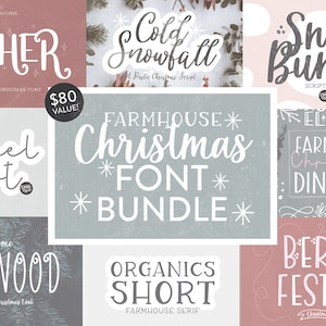 Farmhouse Christmas Font Bundle, .OTF Installable Fonts, Christmas Fonts, Cursive Fonts, Font ...