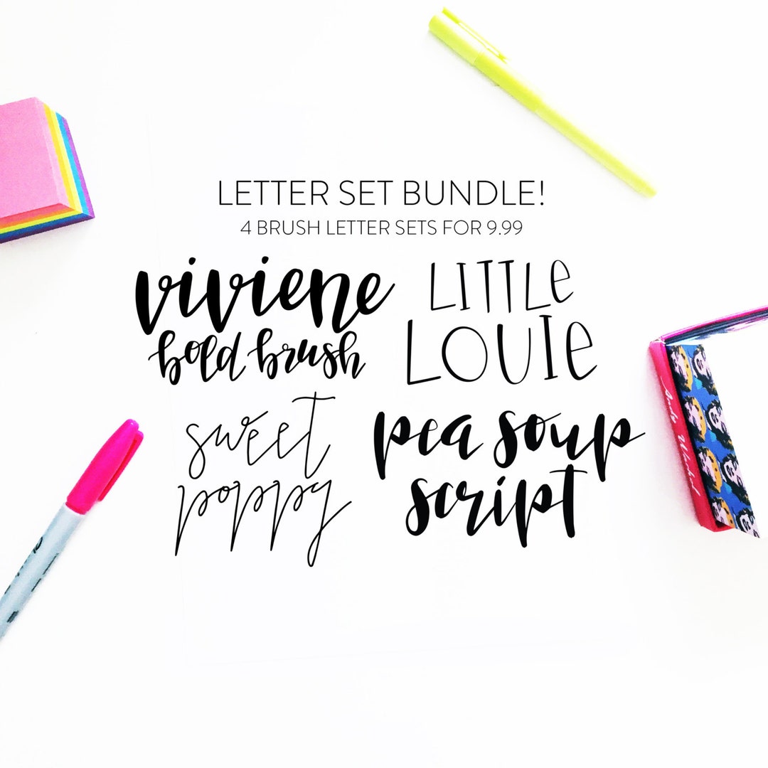 NEW Letter Set BUNDLE 4-INSTANT Download Four Brush Fonts in Svg Format ...
