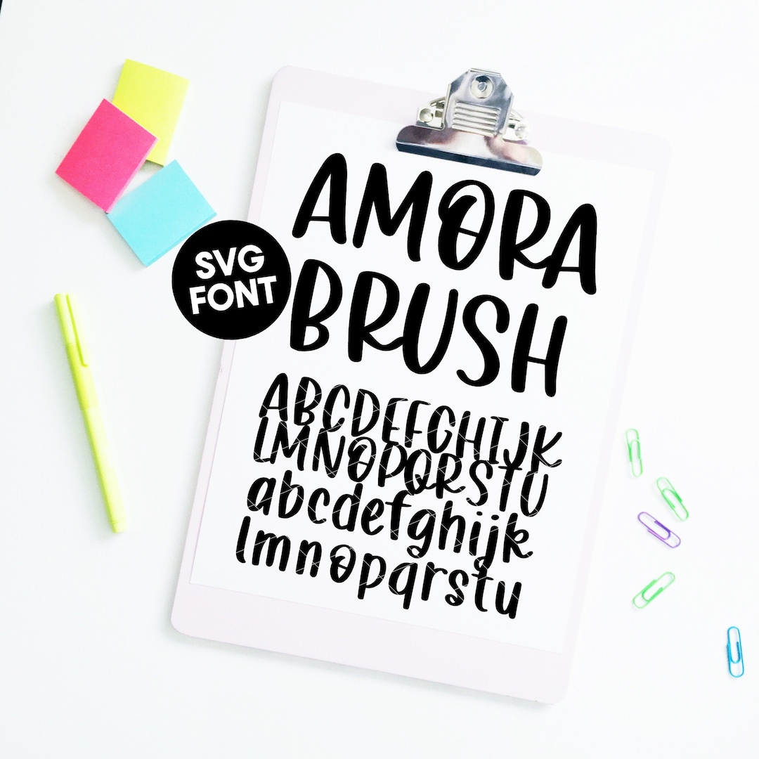 SVG Font INSTANT DOWNLOAD "amora Brush" Bold Brush Script Svg Font ...