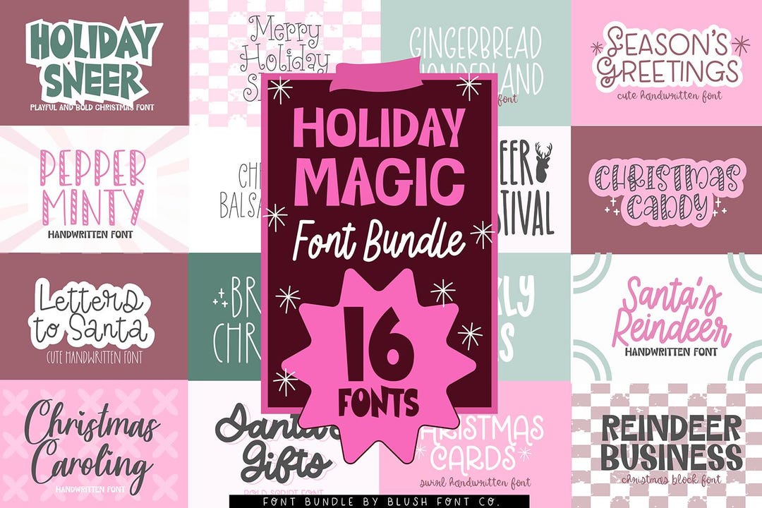 16 FONTS! HOLIDAY MAGIC Font Bundle - Font Bundle, Font Bundles for ...