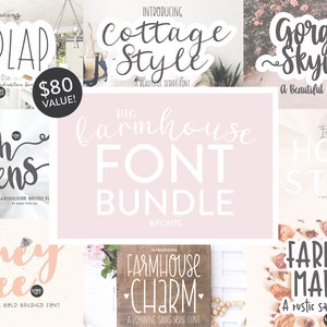 Big Farmhouse Font Bundle, .OTF Installable Fonts, Cursive Fonts, Brush ...