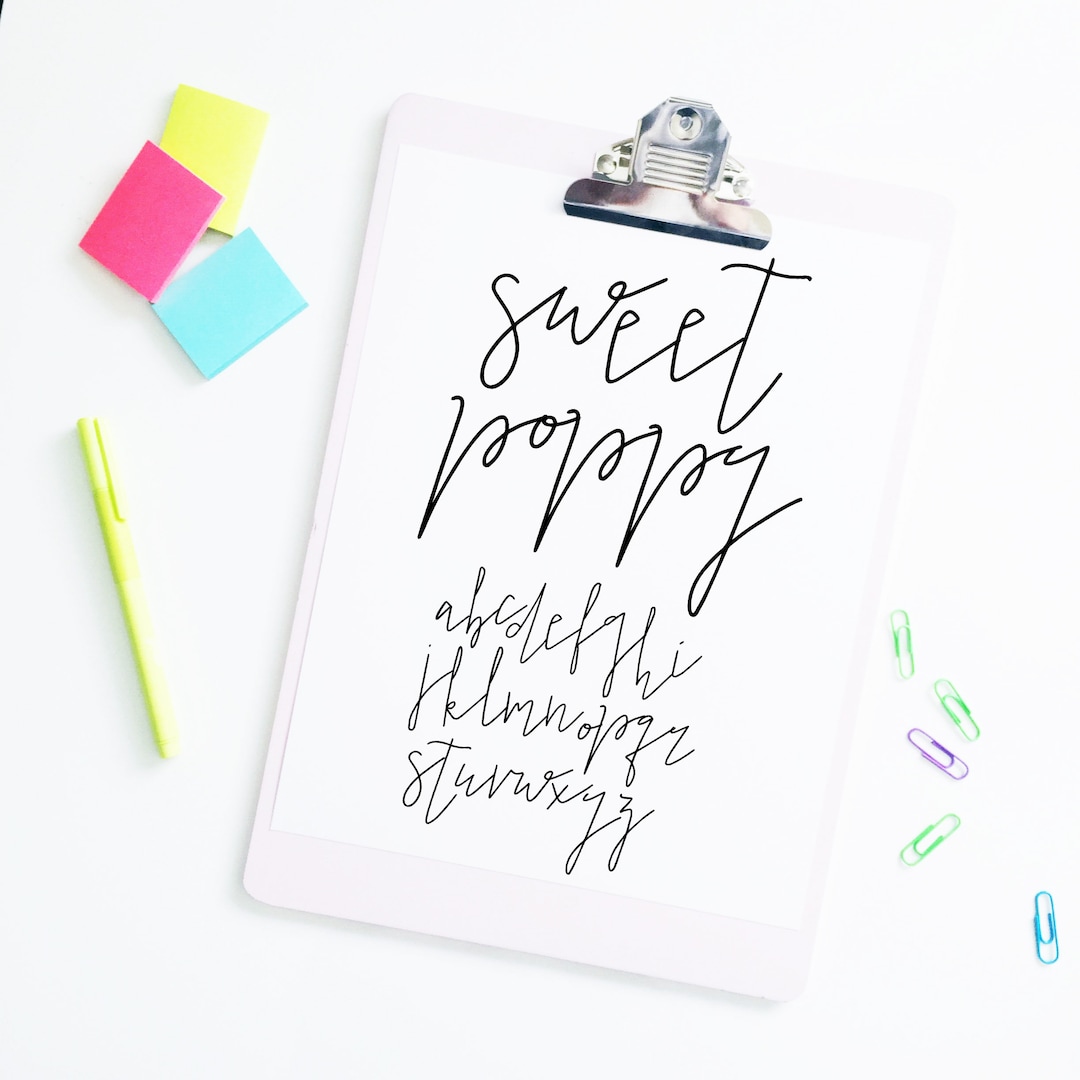 SVG Font INSTANT DOWNLOAD "sweet Poppy Script" Svg, Script Cut File ...