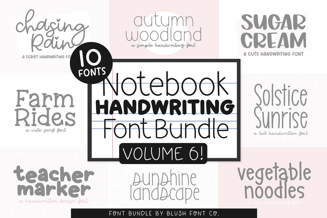 Notebook Handwriting Font Bundle Vol. 6, Font Bundle for Cricut ...