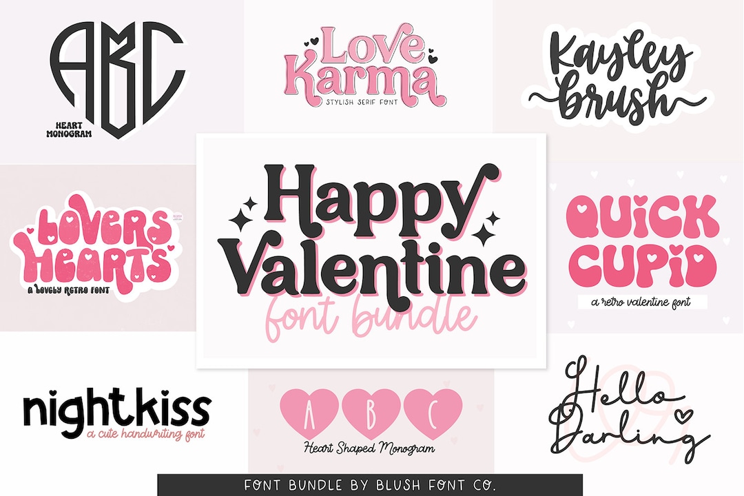 Happy Valentine Font Bundle, .OTF Font, Font Bundle, Valentine Fonts ...