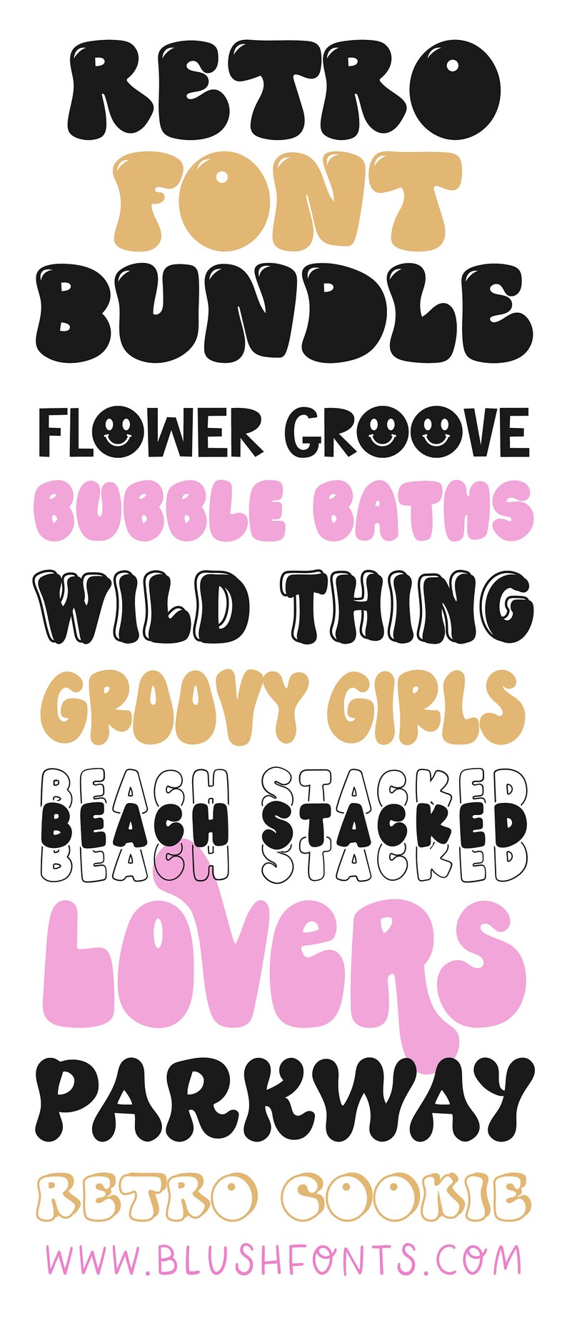 Groovy Display Font Bundle VOL 2 Retro Font Bundle Font - Etsy