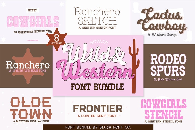 Wild and Western Font Bundle - Cowgirl Cowboy Rodeo Font Bundle, Font ...