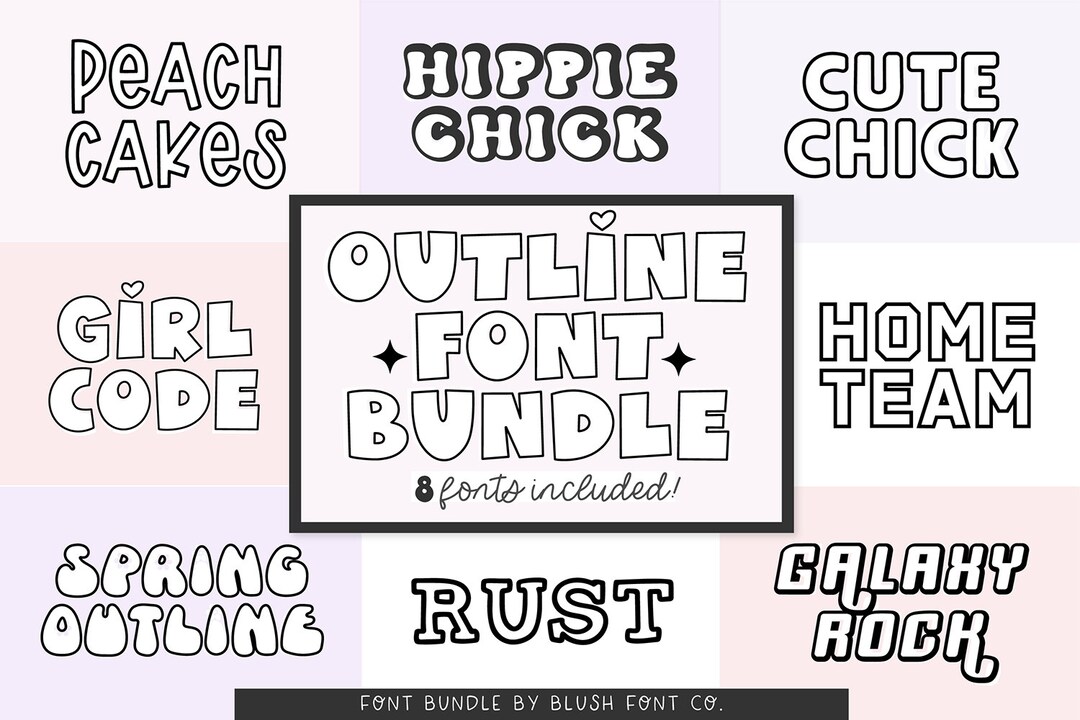 Outline Font Bundle, Font Bundle for Cricut, Outlined Fonts, Display ...