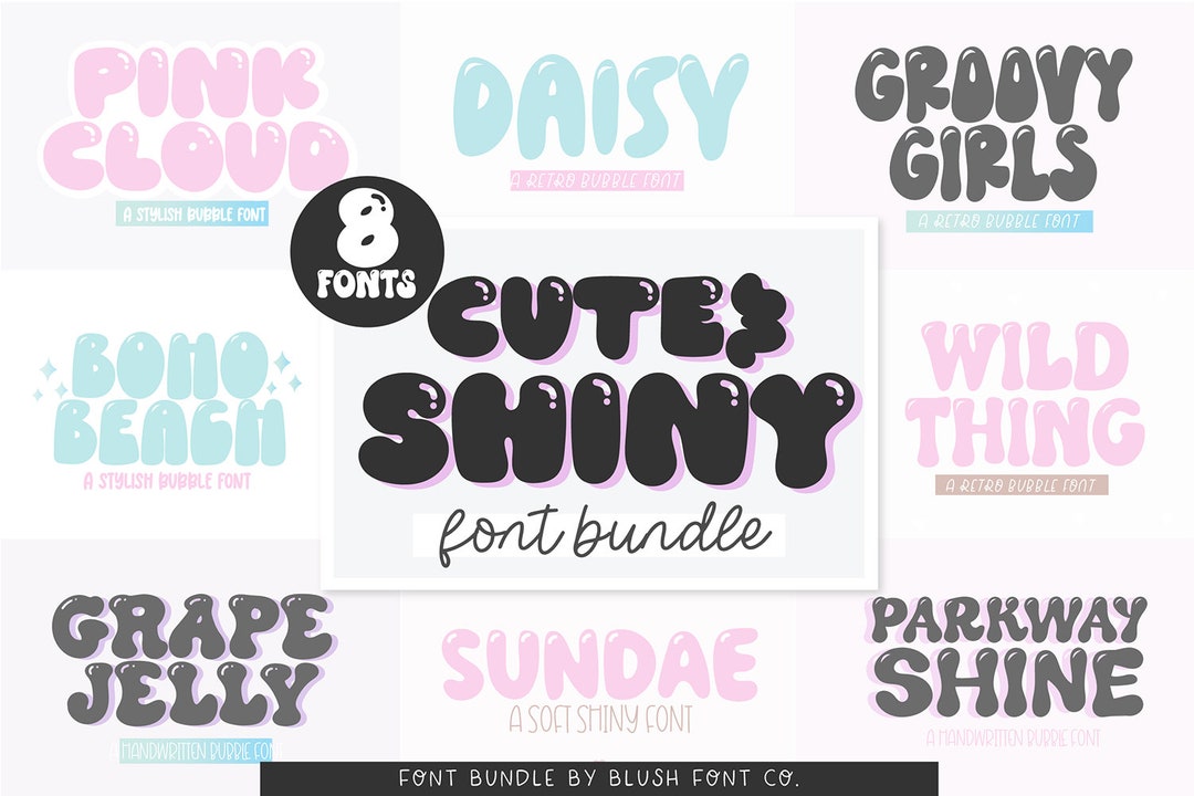 Cute and Shiny Bubble Font Bundle - Retro Font Bundle, Font Bundle for ...
