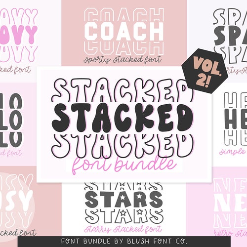 Stacked Font Bundle Font Bundle for Cricut Mirror Fonts - Etsy