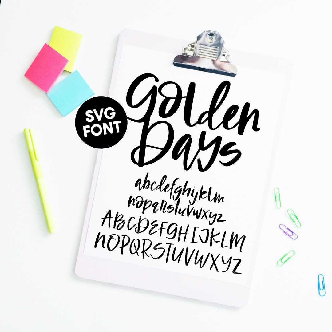 SVG Font INSTANT DOWNLOAD "golden Days" Brush Script Svg Font, Alphabet ...